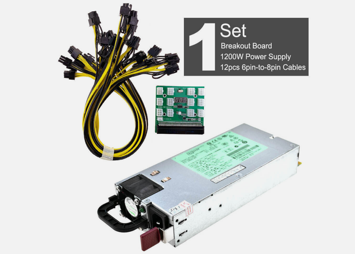 DPS-1200FB A 1200W PSU Power Supply + Breakout Board + 12pcs 6pin-to ...